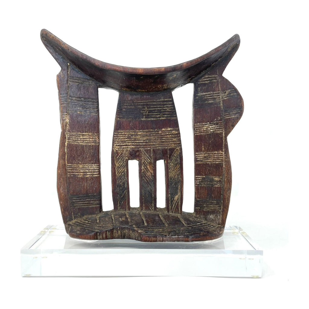 Vintage Ethiopian Kambaata Headrest with Acrylic Base – Our Taste Design