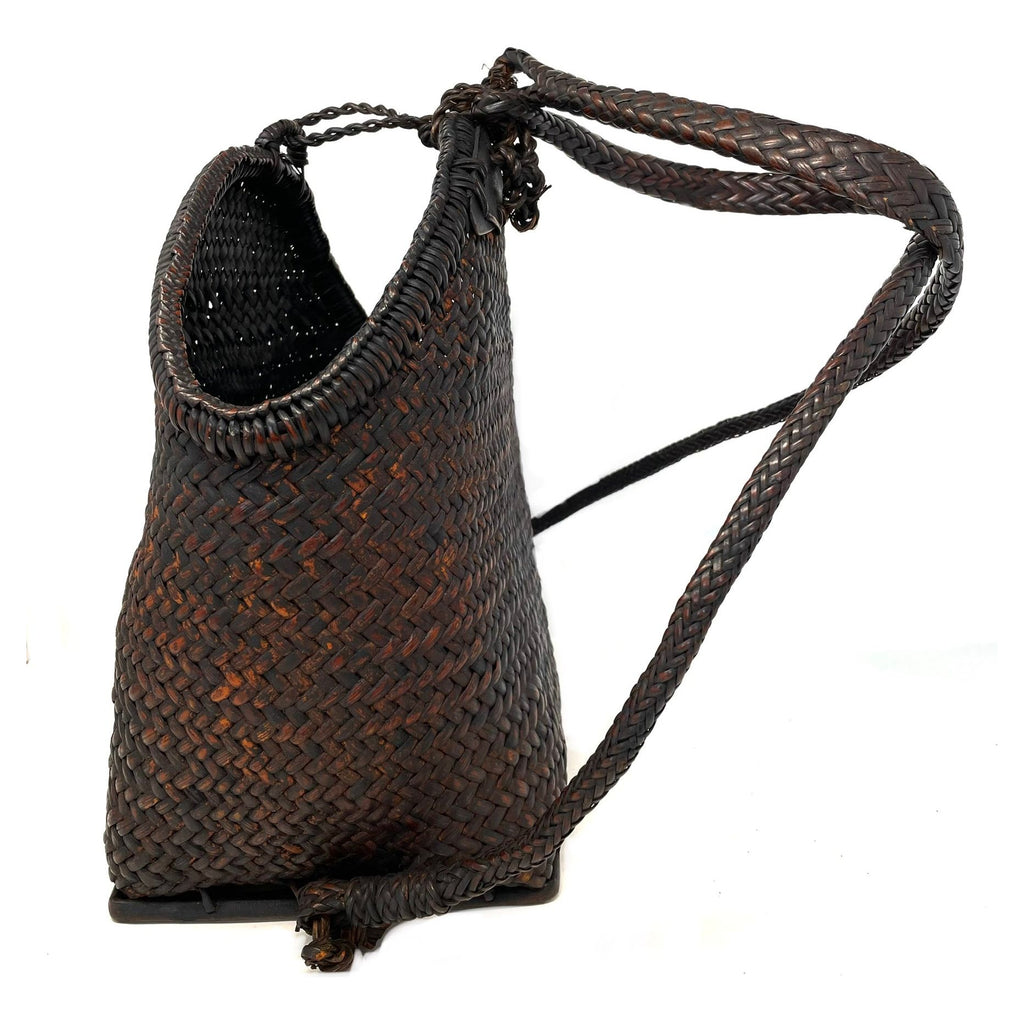 Vintage Woven Bamboo Shoulder Bag with Dark Brown Patina from the Phil ...