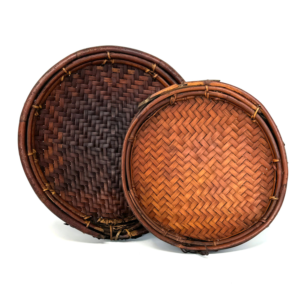 Two Round Philippine Ilocano Basket Trays - 10.25" & 8.75" Diam. – Our ...