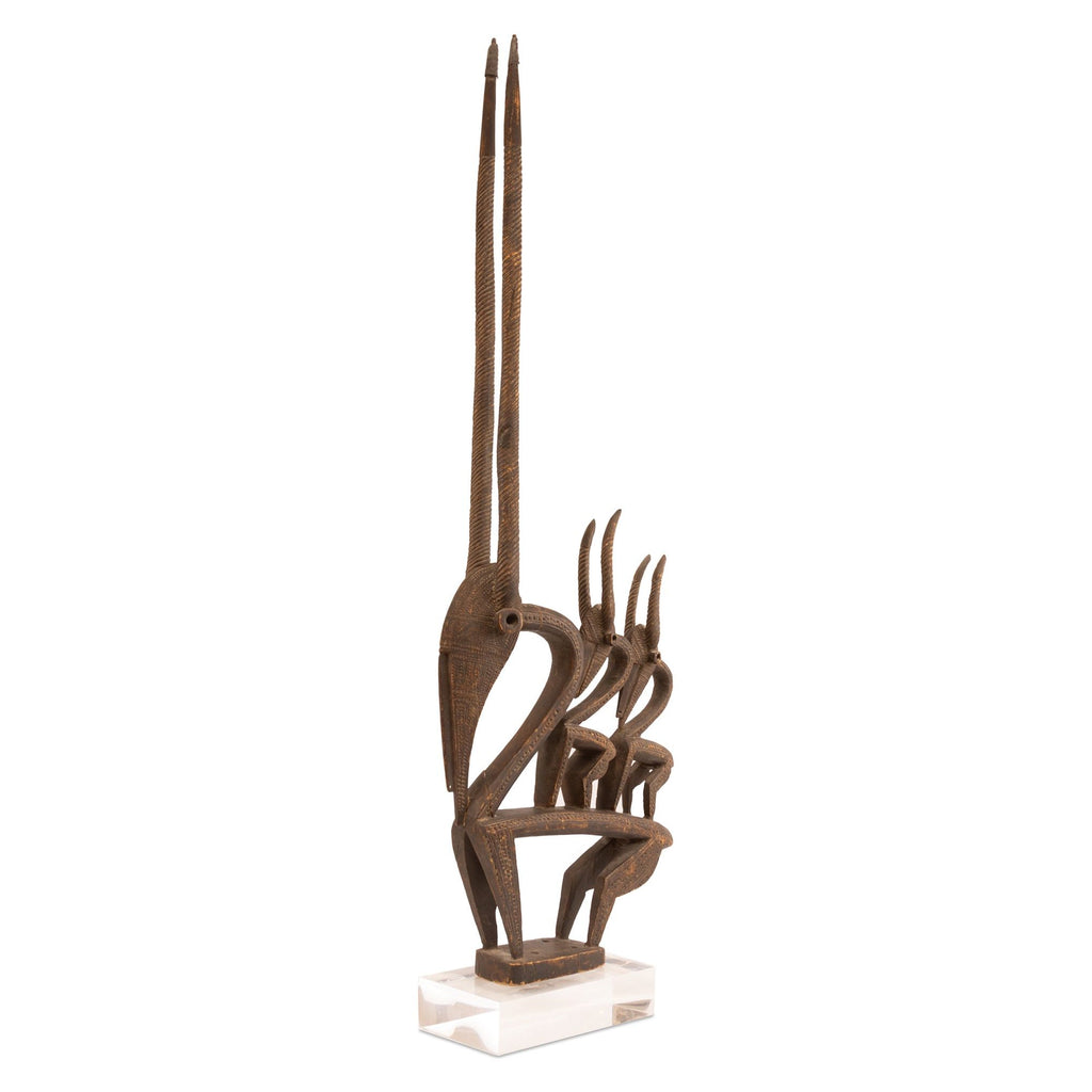 Large Female Bamana/Bambara Chiwara from Mali - 41" H X 13.5" D X 3" W ...